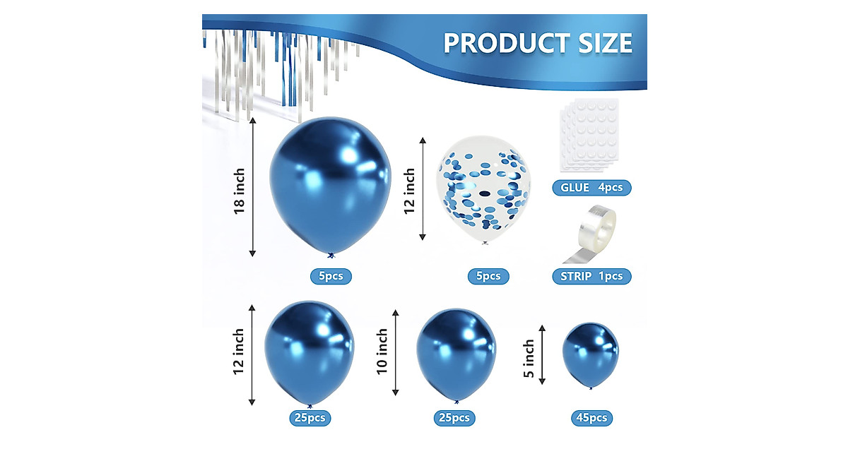 Metallic Blue Balloon Garland Kit - 110 Pcs for Celebrations