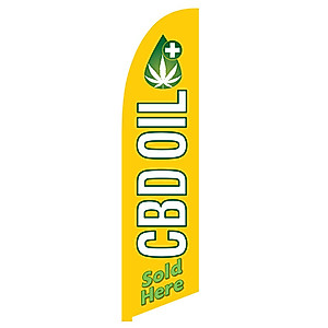 Vispronet CBD Oil Feather Flag - Made from Tear-Resistant Knitted Polyester, Visible from Both Sides - 2.6ft x 11.2ft Swooper Flag - Flag Only