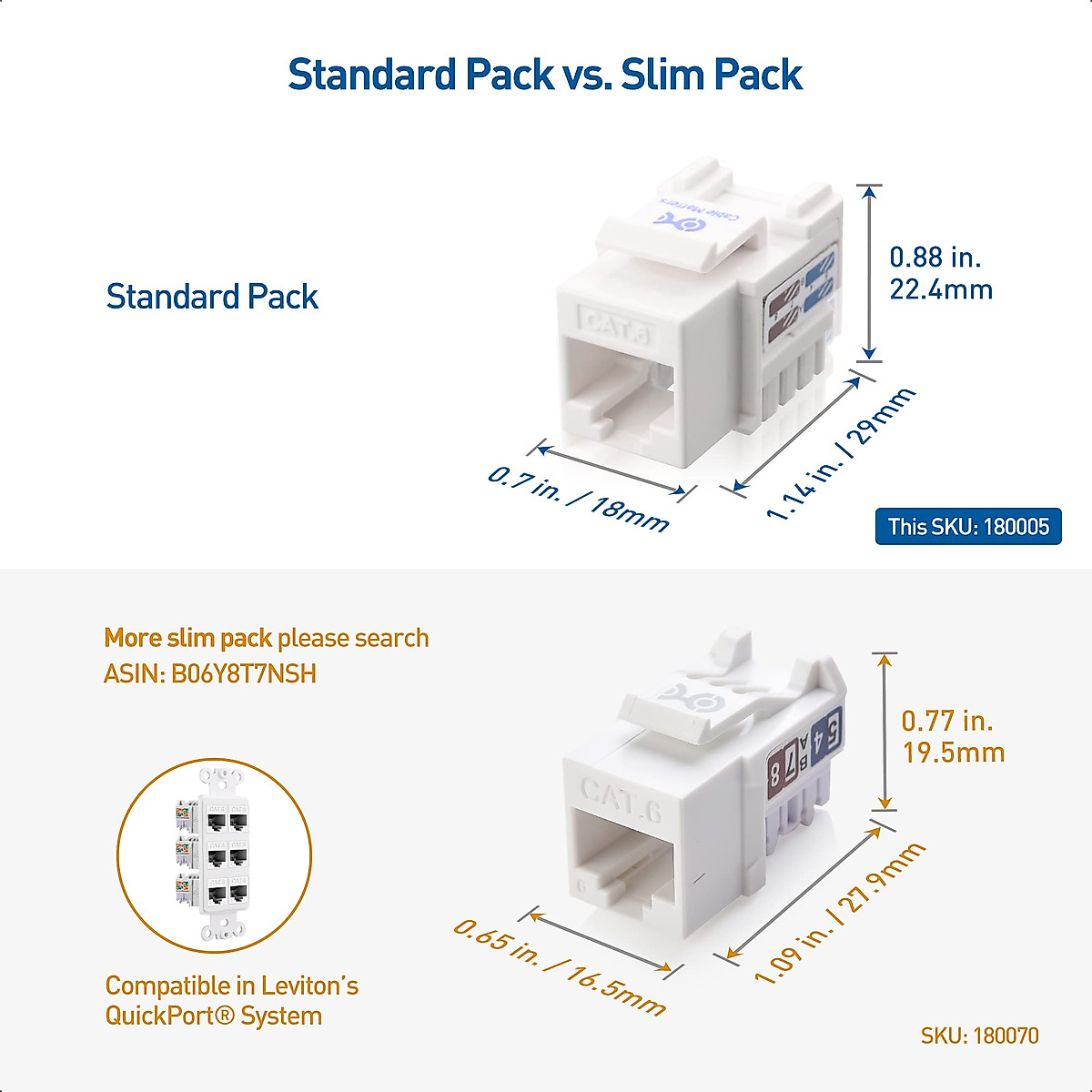 Cable Matters [UL Listed] 50-Pack 10Gbps Cat6 Keystone Jacks, RJ45 Keystone Jack, Ethernet Keystone Jack in White with Keystone Punch-Down Stand for Patch Panel and Wall Plate