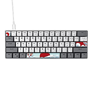 Owpkeenthy RGB Mechanical Keyboard 60 Percent Red Switches, Ultra-Compact Mini Wired Gaming Keybaord with Backlit PBT Dye-Sub Keycaps for Win/Mac/PC (White/Red Switch)