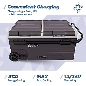 Bluefin Active Ice Cache 95L | Portable Travel Fridge | Advanced Cooling & Freezing Technology | Energy Efficient Charging | Dual Storage Compartments | Smartphone App Control | LCD | AC & DC