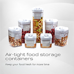 Ceybo Air-tight Stackable Food Storage Container Set, Leak Proof, Dishwasher Safe and BPA Free - White (7 Pcs)