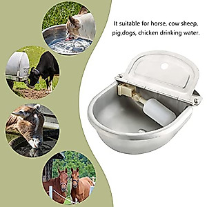 NATGAI Automatic Stainless Steel Waterer Bowl with Float Valve Water Trough Farm Grade for Horse Cattle Goat Sheep Dog
