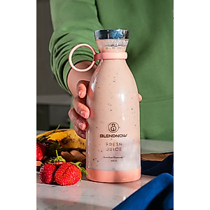 Blendnow Personal Size Blender, Portable Blender for Shakes and Smoothies, USB Rechargeable Blender, Travel Blender, Gift, Fresh Juice Blender with Stainless Steel 4 Blades, 350 ML (Pink)