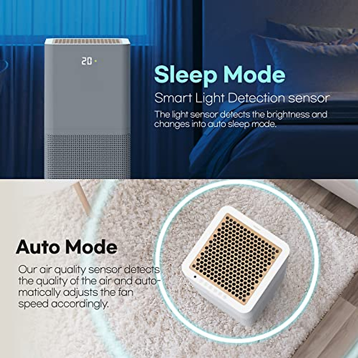 IMUNSEN M-001W Air Purifier with Cypress Wood Filter, H13 True HEPA Filter, 100% Ozone Free, Cyclone Mode, Auto Sleep Mode, Made in Korea - White