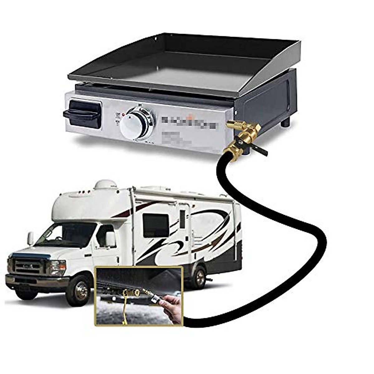 MENSI 12FT Male/Female Quick-Connect RV Propane Extension Hose Compatible with Blackstone 17"/22" Griddles