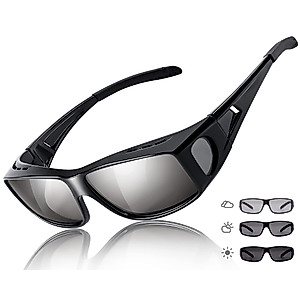 LVIOE Fit Over Photochromic Polarized Sunglasses for Outdoor Activities Wear Over Rx/Prescription Glasses UV400 Protection