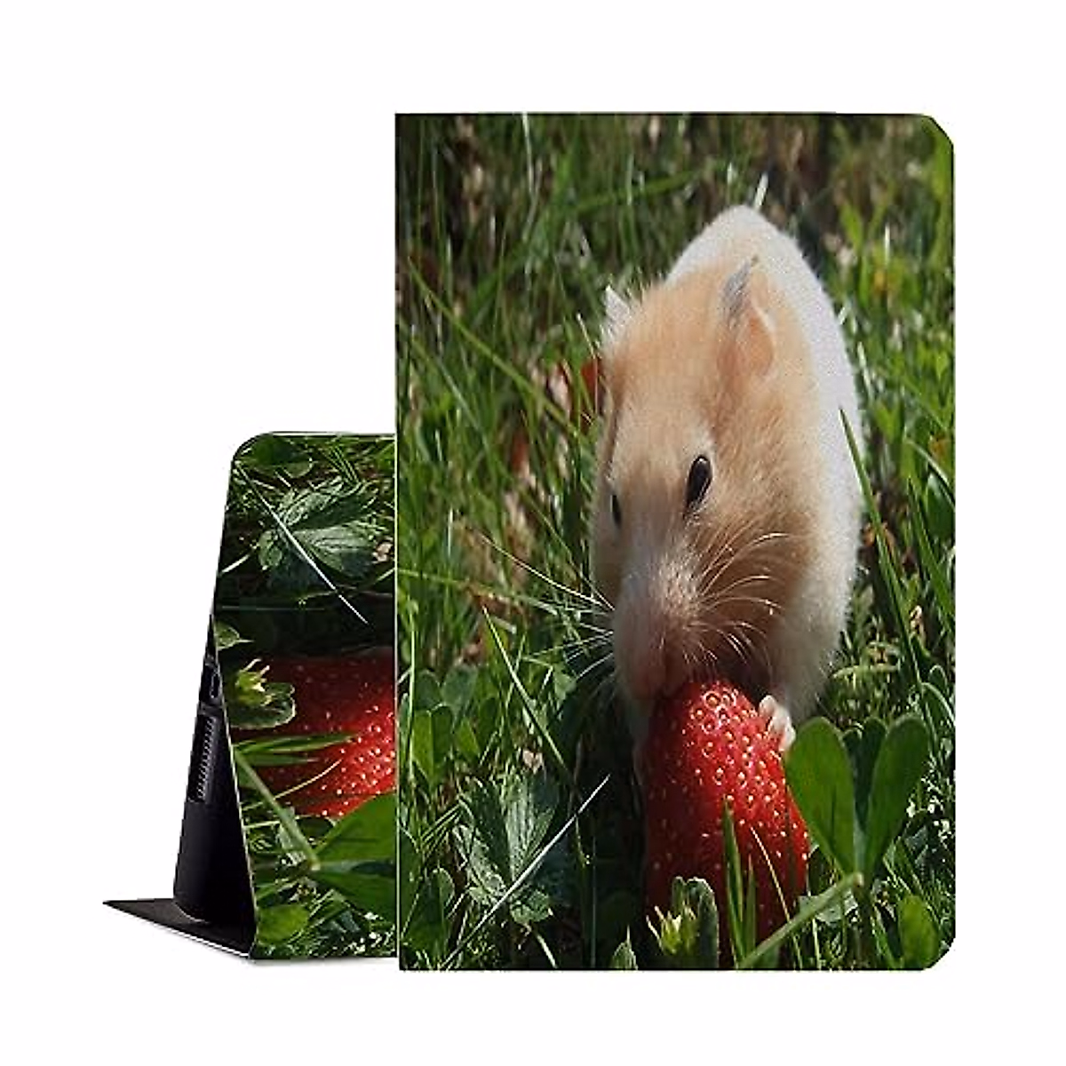 iPad 9th/8th/7th Generation Case (2021/2020/2019) iPad 10.2-Inch Case with Pencil Holder,Lightweight Flexible Shockproof, Full Body Boy Girl Cover for Apple iPad 9th 8th 7th Gen Hamster Golden Strawbe