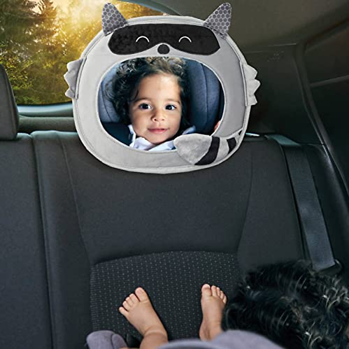 Diono Easy View Racoon Character Baby Car Mirror, Safety Car Seat Mirror for Rear Facing Infant, Fully Adjustable, Wide Crystal Clear View, Shatterproof, Crash Tested