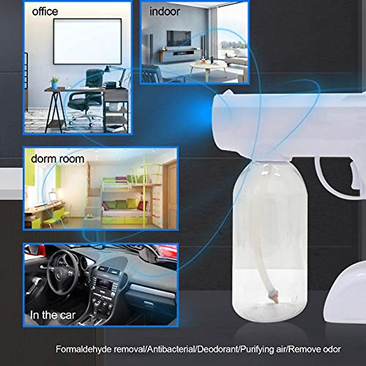 LANHTNG Atomizer Sprayer, Handheld Cordless Rechargeable Nano Atomizer Electric Sprayer Nozzle Adjustable Fogger Steam Gun with 27oz Big Spray Bottle for Home, Office, School or Garden