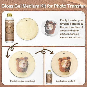 1DFAUL Gloss Photo Transfer Medium Kit, Gel Medium for Photo Transfer, with Gloss Varnish, Pattern Transfer Gel to Wood & Other Hard Surfaces, DIY Crafts, Decorating Furniture, Personalized Gifts