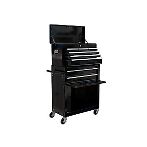 8 Drawer Rolling Tool Chest with Wheels, High Capacity Tool Storage Cabinet & Tool Box Cart, Lockable Rolling Tool Chest with Drawers, Toolbox Organizer for Garage Warehouse Workshop - Black