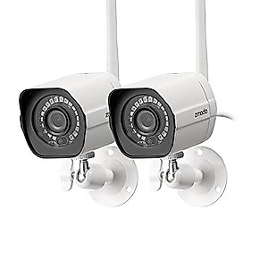 Zmodo Outdoor Wireless (2 Pack), 1080p Full HD Home Security Camera System, Works with Alexa and Google Assistant, White (ZM-W0002-2)