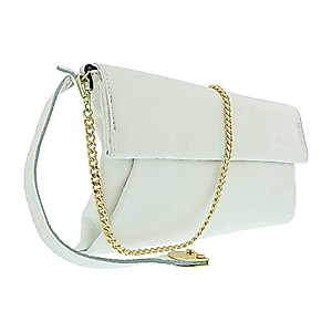 Pierre Cardin White Leather Small Slouchy Fashion Clutch for womens