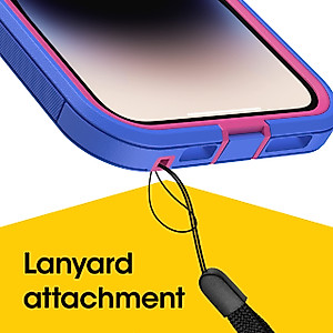 OtterBox iPhone 14 Pro (ONLY) Defender Series XT Case - Blooming Lotus (Pink), screenless, Rugged, Snaps to MagSafe, Lanyard Attachment