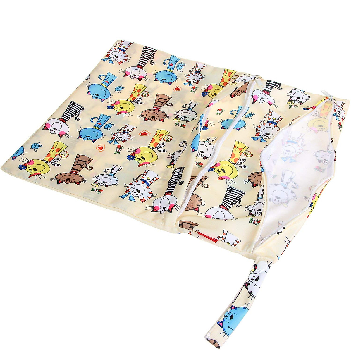 Damero 3pcs Pack Wet Dry Bag for Cloth Diapers Daycare Organizer Bag, Cats