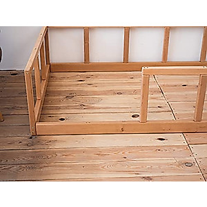 BUSYWOOD Platform Bed for Nursery - Bedroom Furniture for Toddlers - Montessori Floor Bed in Playroom for Boy and Girl (Model 10, Floor Bed without Slats)