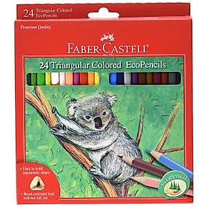Faber-Castell Triangular Colored EcoPencils - 24 Colored Pencils for Kids, Pre-Sharpened Coloring Pencils, Art Colored Pencils for Adult Coloring, Kids and Beginners