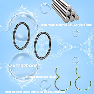 Lantine Septum Rings 316L Surgical Steel Septum Jewelry Nose Rings Hoops For Women Rook Daith Tragus Piercing Jewelry Hinged Cartilage Gold Hoop Earrings 16G