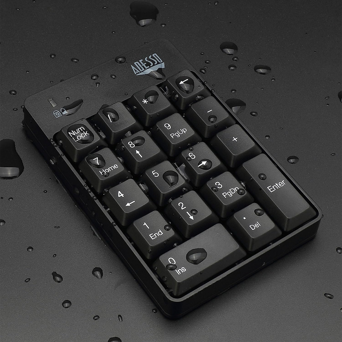 Adesso WKB-6010UB - Wireless Spill Resistant 18-Key Numeric Keypad Number Pad, Black