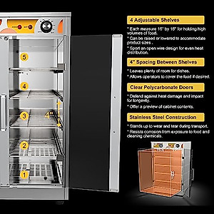 Festa Essential 5-Shelf Electric Commercial Hot Box Food Warmer for Pizza/Pretzel, Countertop Heated Holding Cabinet, Warming Oven for Catering, w/Thermometer and Adjustable Thermostat - 120V, 600W