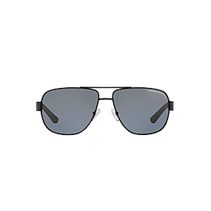 A|X ARMANI EXCHANGE Men's AX2012S Rectangular Sunglasses, Matte Black/Grey Polarized, 62 mm