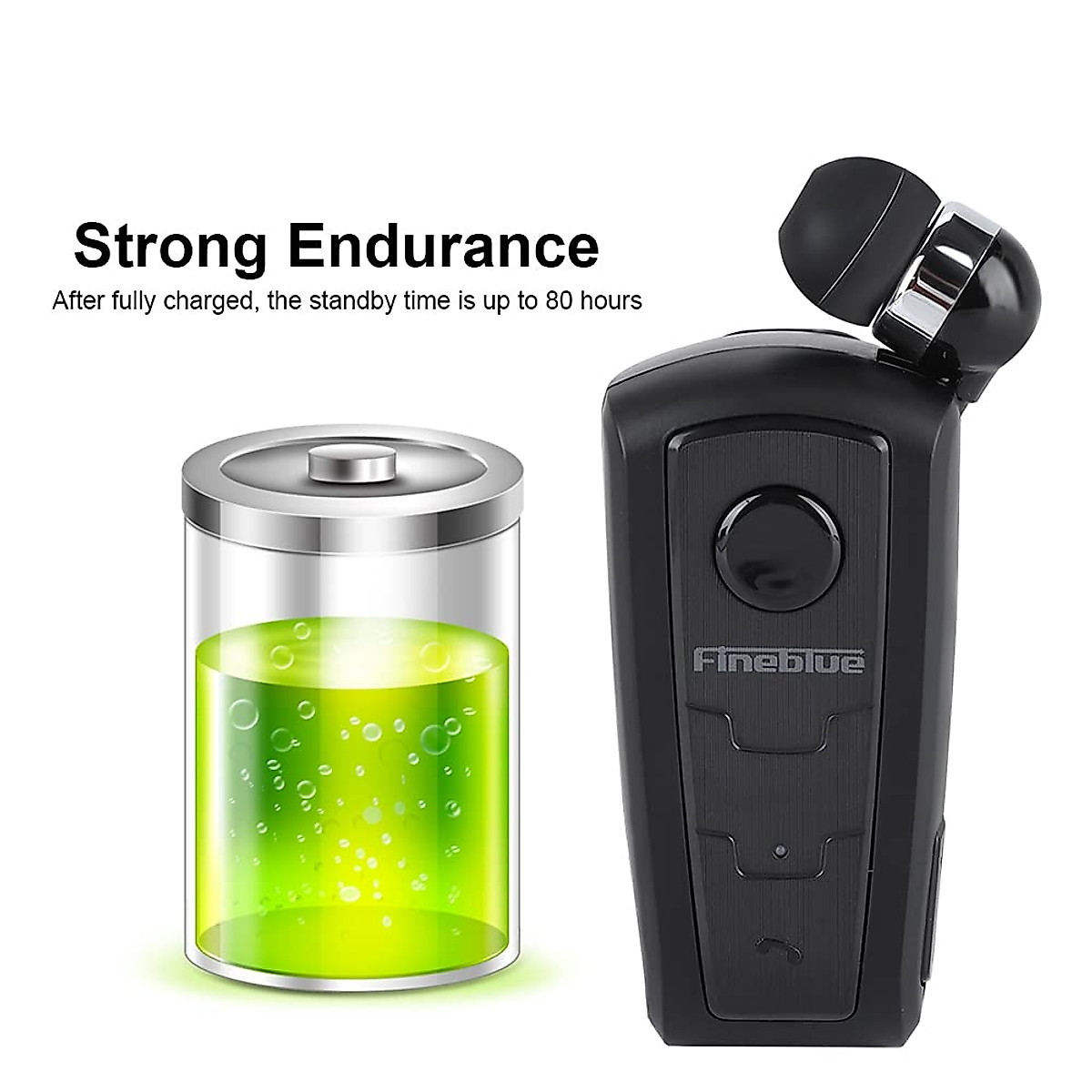 F910 Sports Bluetooth Headset Earpiece Retractable Handsfree Earphone for Phone HD Mic, Phone Headphone Earbud for iOS Android Phones(Black)