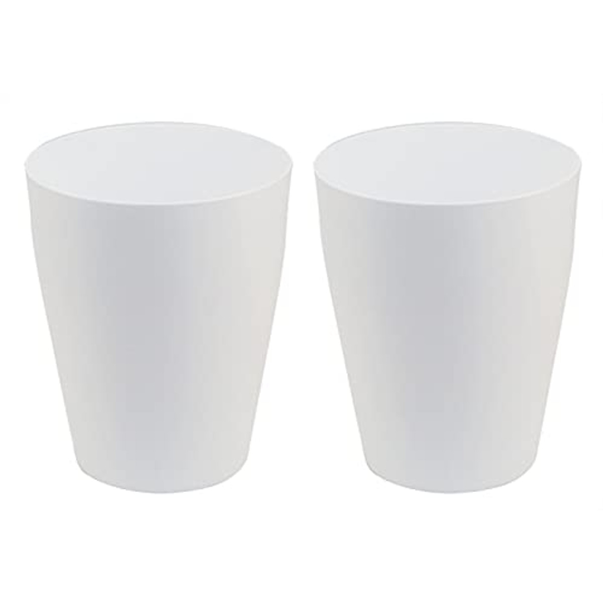 Feisco Small Trash Can,Plastic Round Bathroom Wastebasket Garbage Can for Bathroom Bedroom Kitchen Office (White, Pack of 2)