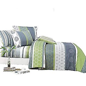 Swanson Beddings Serene 3-Piece 100% Cotton Bedding Set: Duvet Cover and Two Pillow Shams (Queen)