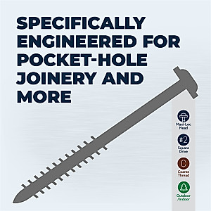 Kreg SML-C2X250-125 HD Pocket Screws, 2-1/2 Inch (125 Count)