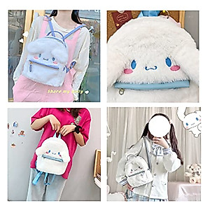 Cute Girl Plush Bookbags Backpacks for School, 3D Kawaii Animal Coon Shoulder Bags Handbag backpack white dog, One Size