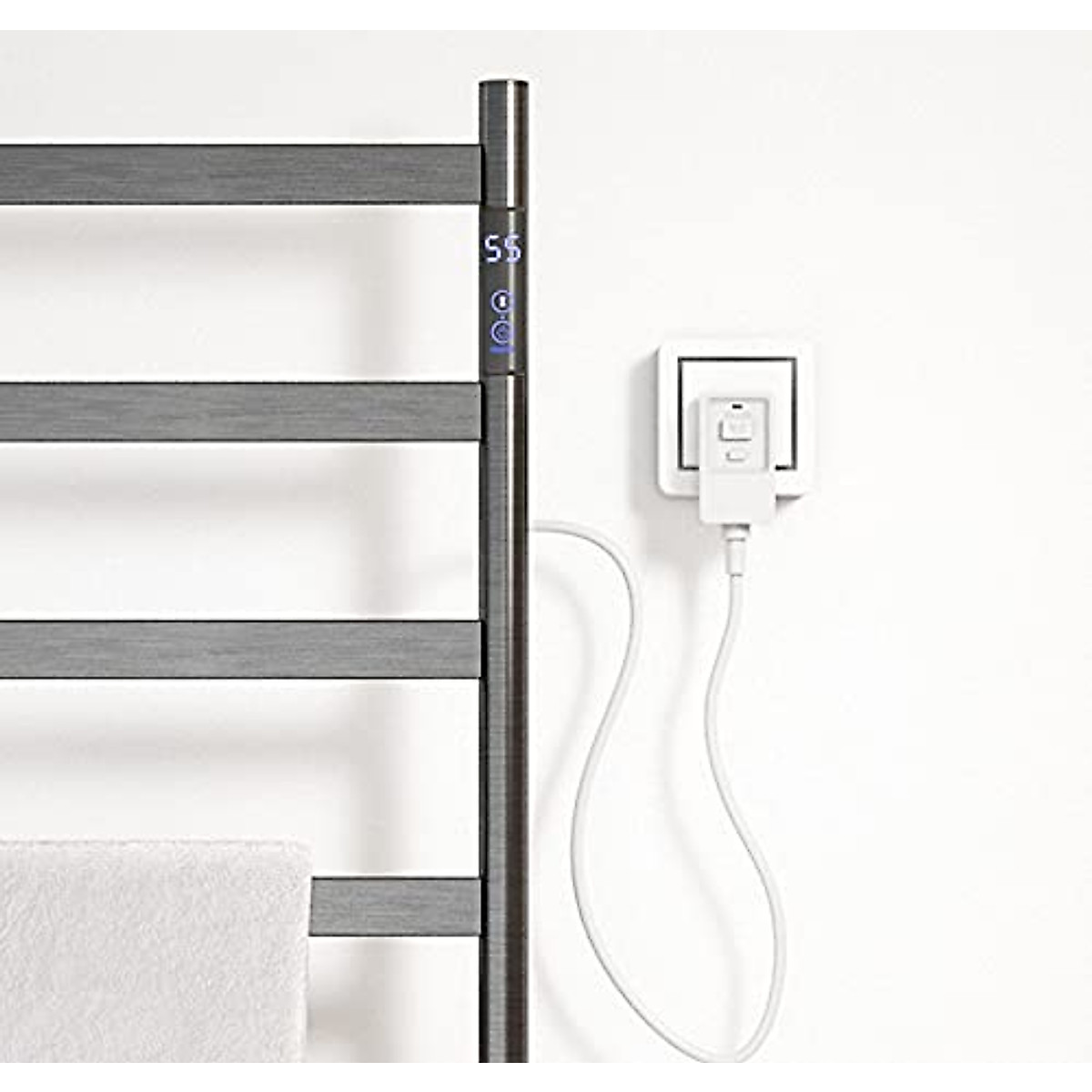 Towel Warmer 6 Bar Freestanding & Wall Mounted Heated Drying Rack Aluminum Frame Home Bathroom Space Saving Stainless Steel Heating Drying Rack (Color : Gold)