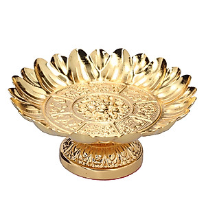 Decorative Tray Decor, Small Decorative Tray High Capacity Delicacy Offering Bowl Decorative Plate for Placing Fruit Worship Buddha(press 7 Inch Lace Heavy Fruit Plate)
