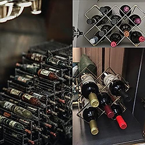 XXSLY Countertop Wine Rack Metal Geometric Wine Organizer Stand Wine Storage Holder Display Shelf Decoration for Home Bar Countertop Tabletop Cabinet (Pyramid 4 Bottles)