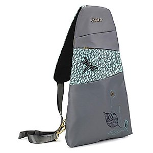 CHALA CV-Escape Sling Backpack - Women Nylon RFID Crossbody Sling Bag - Dragonfly - gray