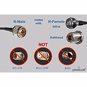 Proxicast 6 ft N Male to N Male Premium 195 Series Low-Loss Coaxial Cable (50 Ohm) for 4G LTE, 5G Modems/Routers, Ham, ADS-B, GPS, RF Radio to Antenna or Surge Arrester Use (ANT-180-001-06)