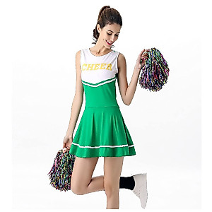 Women's Musical Uniform Fancy Dress Cheerleader Costume Outfit (Green)