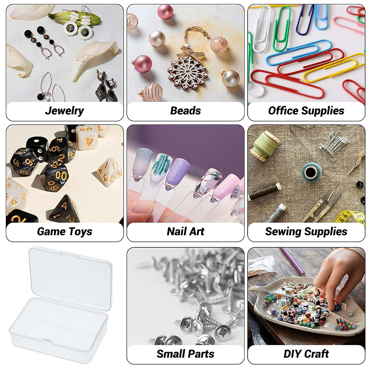 4 Pcs Mini Plastic Storage Containers Box with Lid, Small Beads Storage Containers Travel Case 4.5x3.3x1.1 Inch Clear Rectangle Box Organizer for Collecting Small Items, Beads, Jewelry, Cards, Crafts