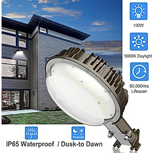 100W LED Barn Light with Photocell, ETL Listed 14,000LM LED Yard Light Outdoor, IP65 Waterproof, 5000K Daylight LED Pole Light Area Security Flood Light Fixture for Yard, Barn, Farm, Street