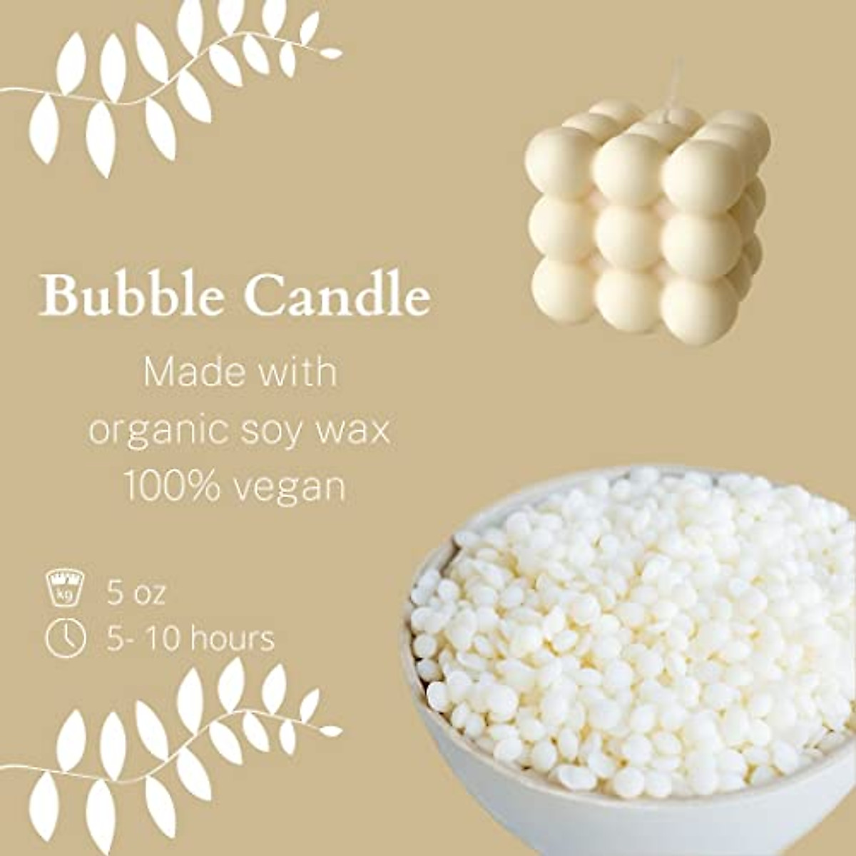 Scented Cube Candle, Bubble Candle, Cube Candle, Candle Sticks, Scented Candle, Decorative Candle, Natural Soy Wax, Housewarming Gift (White)