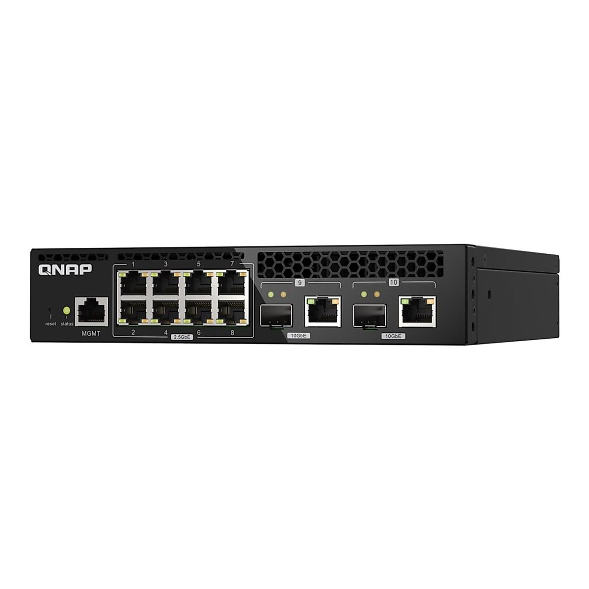 QNAP 10-Port 10GbE Half-Width Rackmount Layer 2 Managed Switch with 2 x 10GbE SFP+/RJ45 Combo and 8 x 2.5GbE RJ45 Ports (QSW-M2108R-2C-US)