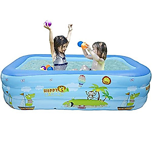 A2B Inflatable Pool Large Outdoor Swimming Pool Printing Paddling Pool for Kids 3-Layers Inflatable Swimming Pool for Backyard Garden Summer Water Party (82.6 x 55 x 25.5 inch) A2B(Printed 1.8m)