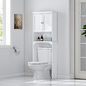 Spirich Home Over The Toilet Storage Cabinet, Bathroom Shelf Over Toilet, Bathroom Storage Cabinet Organizer, White