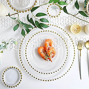 KOWMcp Dinner Plates Western Food Plate Gold Bead Plate Glass Disc (Color : 2)