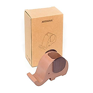 Artinova Elephant Wooden Pen Cup Pencil Holder for Desk Decor Desk Organizer with Cell Phone Stand ARTA-0057