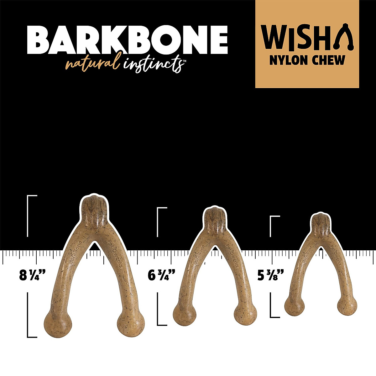 Pet Qwerks Wishbone BarkBone - Nylon Chew Toy for Aggressive Chewers - Bacon Flavor - 8.25"