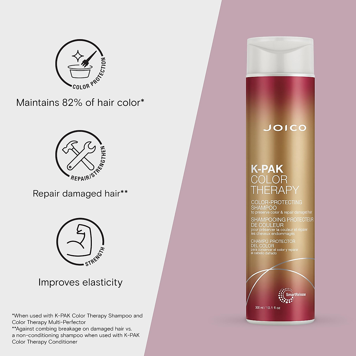 Joico K-PAK Color Therapy Color-Protecting Shampoo | For Color-Treated Hair | Boost Shine | Improve Elasticity | Repair Breakage | Rebuild Damaged Hair | With Keratin & Argan Oil | 10.1 Fl Oz