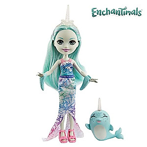 Mattel Enchantimals Naddie Narwhal Doll with Sword Figure, 6-inch Small Doll with Removable Mermaid-Inspired Skirt & Accessories