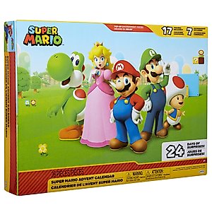 Super Mario Nintendo Advent Calendar Christmas Holiday Calendar with 17 Articulated 2.5” Action Figures & 7 Accessories, 24 Day Surprise Countdown with Pop-Up Environment [Amazon Exclusive]