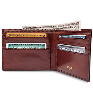 Bosca Men's Wallet, Old Leather 8-Pocket RFID Wallet for Men, Dark Brown